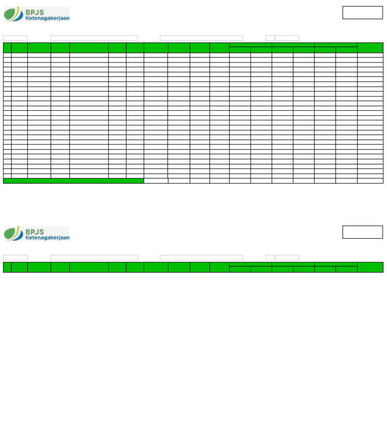 Rincian Iuran Tenaga Kerja: Formulir 2a PU BPJS Ketenagakerjaan | PDF
