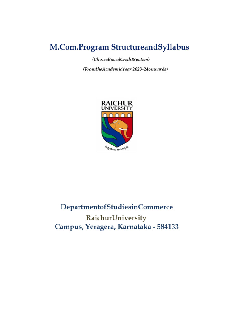 M.Com. Program Structure & Syllabus 2023-24 | PDF | International ...
