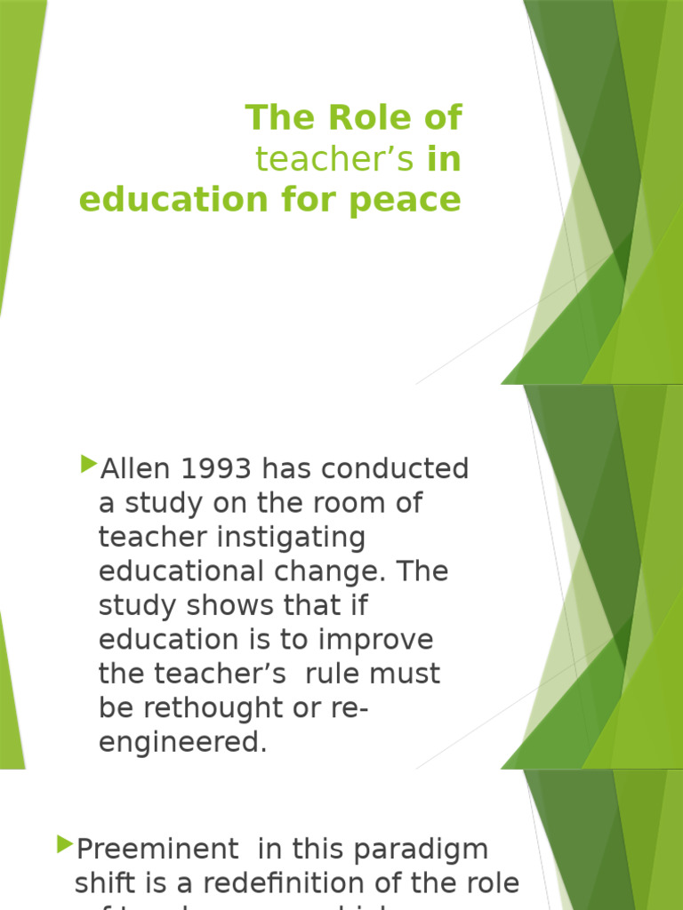 Teacher's Role in Peace Education | PDF | Pedagogy | Teachers