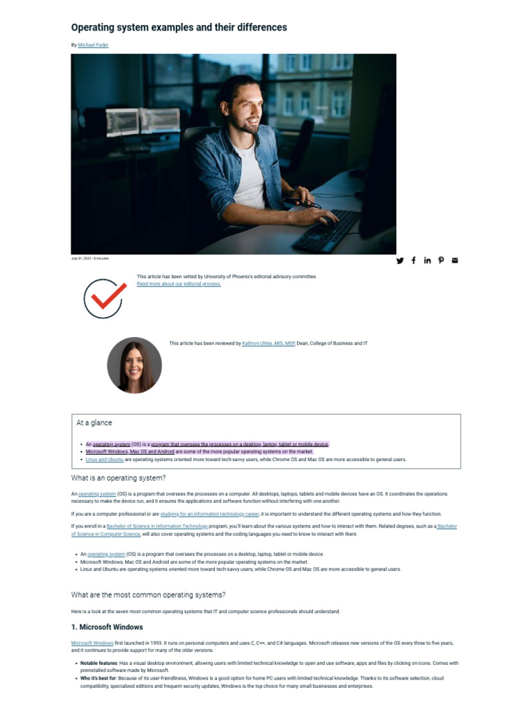 7 Common Operating Systems and Examples - University of Phoenix | PDF ...