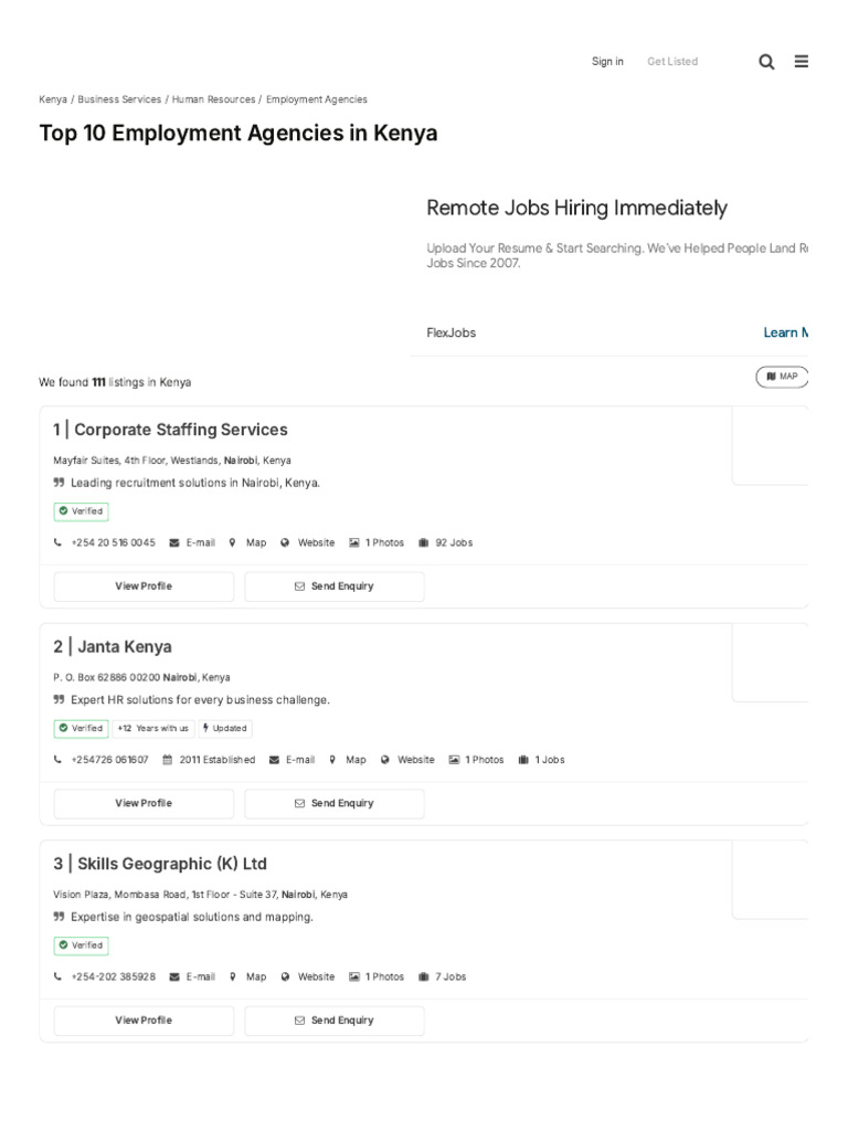 Top Employment Agencies in Kenya | PDF | Nairobi | Recruitment