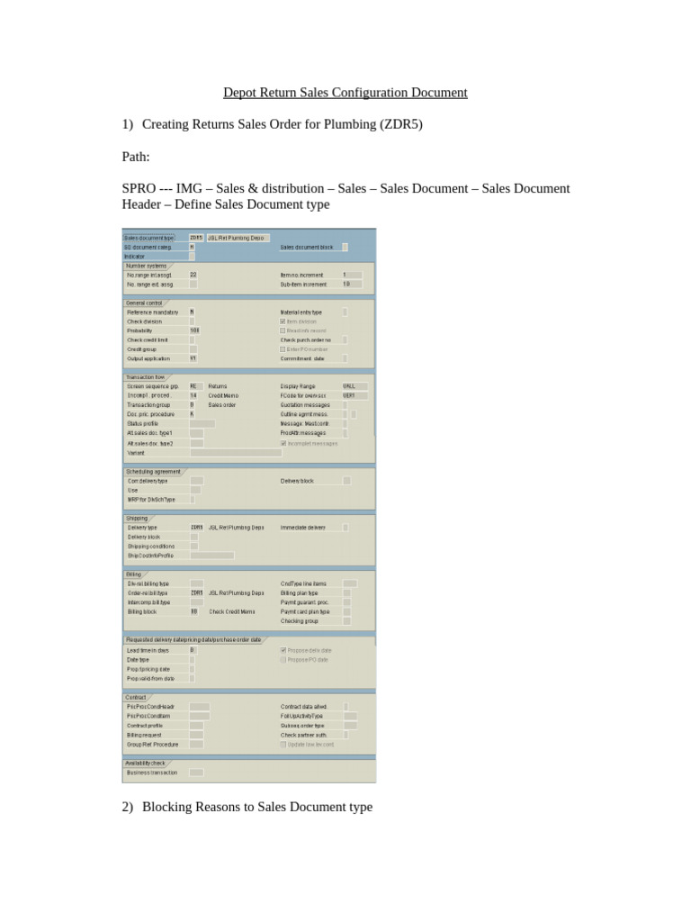 Config Document For Return Order Process Depot Sales | PDF