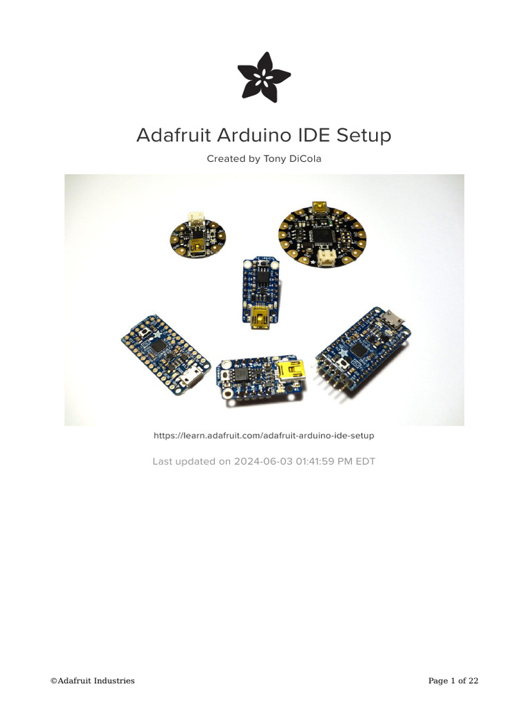 Adafruit Arduino Ide Setup | PDF | Installation (Computer Programs) | Arduino