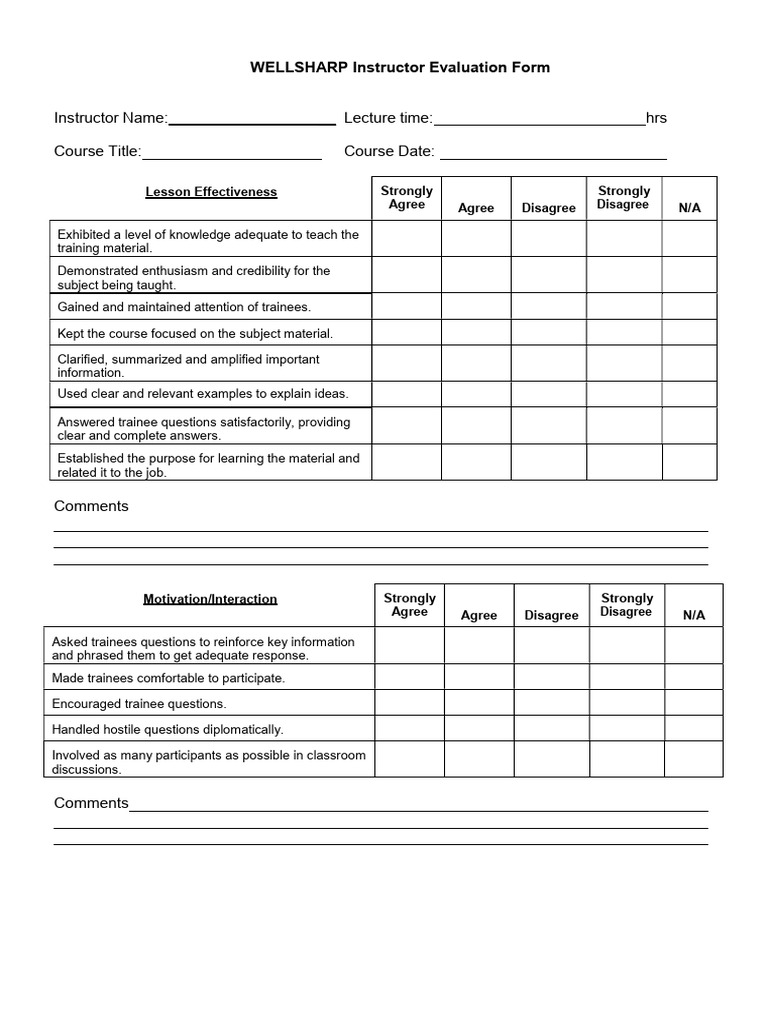 Instructor Feedback Form - Compressed | PDF | Teachers | Education Theory