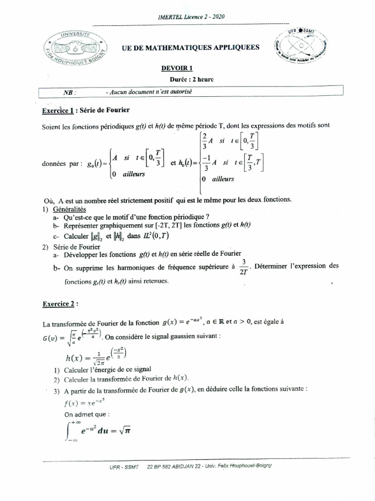 Sujet de Maths Appliqués | PDF