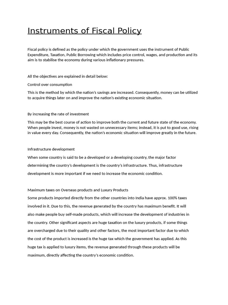 Instruments of Fiscal Policy | PDF