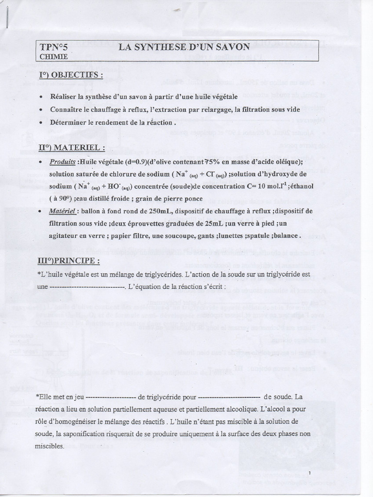 TP2 Synthèse d'un savon | PDF
