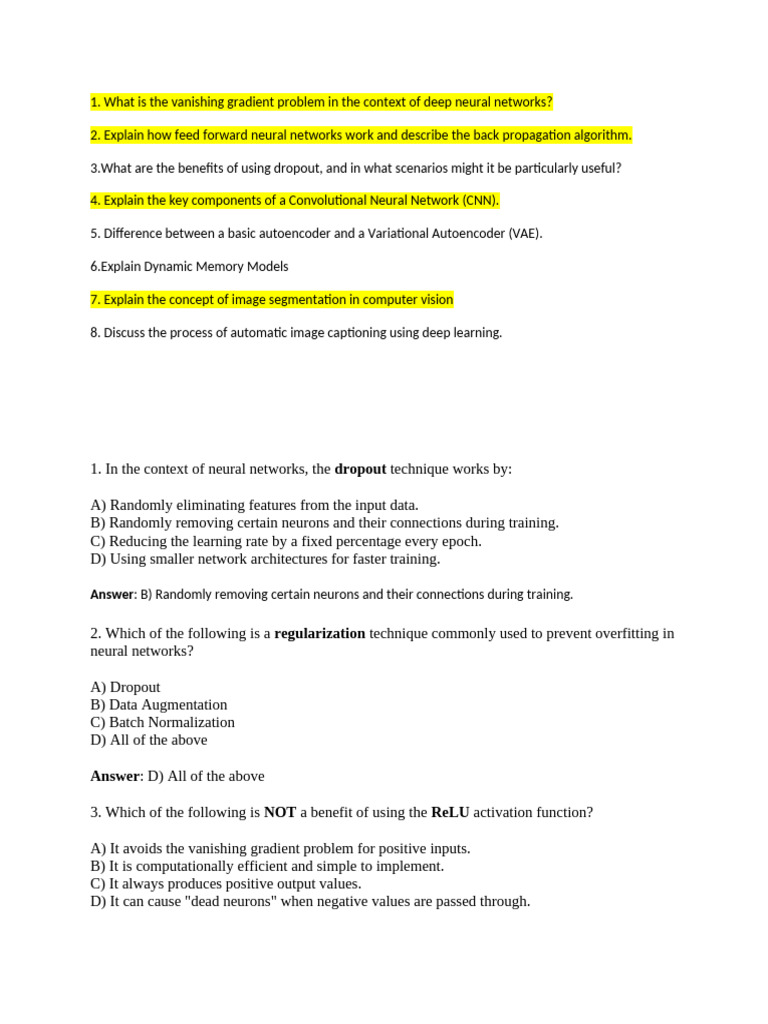 Deep Learning Important Questions As Per Jntuh Syllabus | PDF | Deep ...