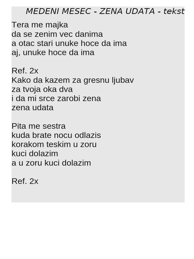 Zena Udata Medeni Mesec | PDF