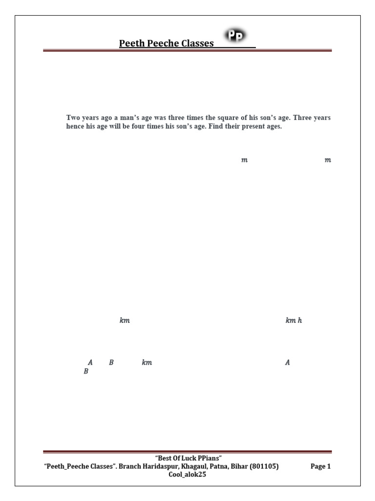 Math Problems for Peeth Peeche Classes | PDF | Ring Theory | Elementary ...