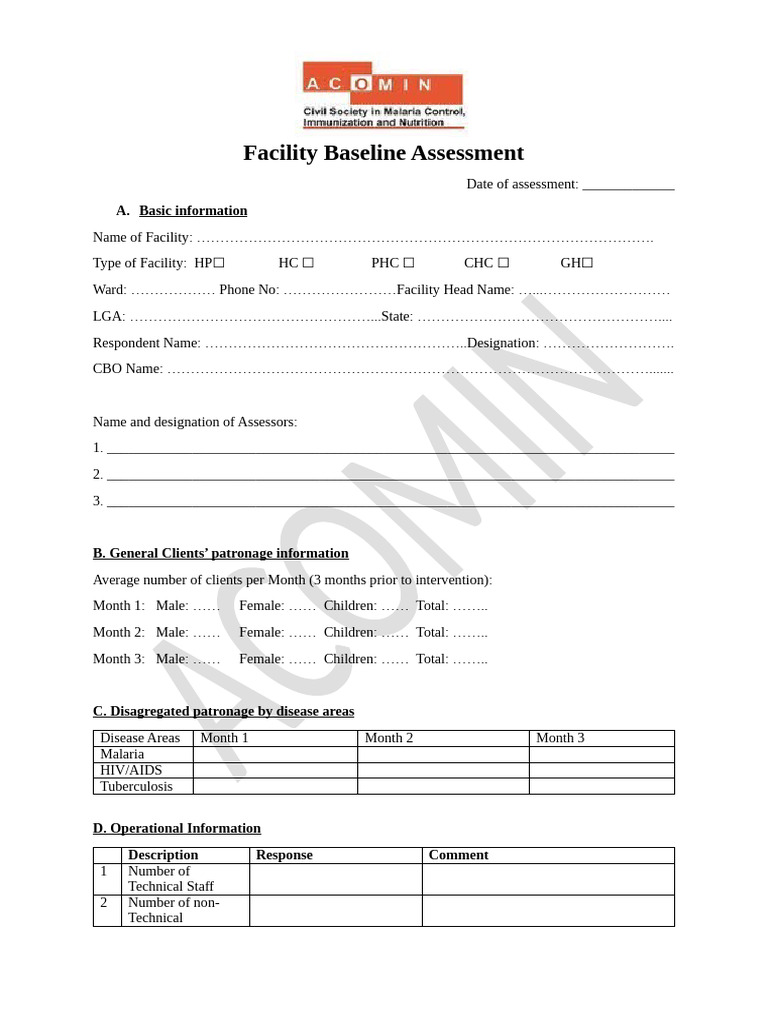 Acomin GC7 Facility Baseline Assessment | PDF