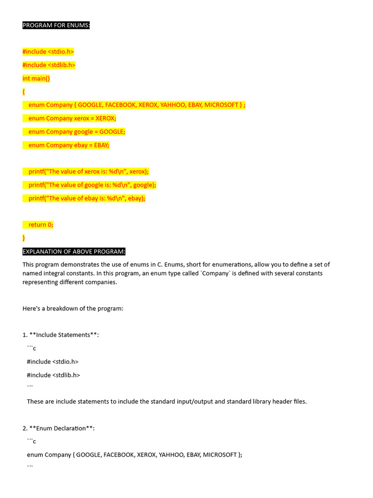 Program For Enums | PDF