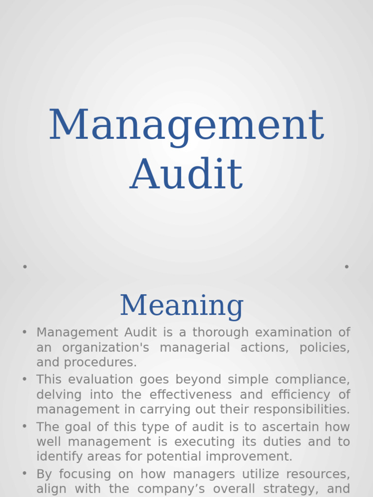 Management Audit | PDF | Audit | Evaluation
