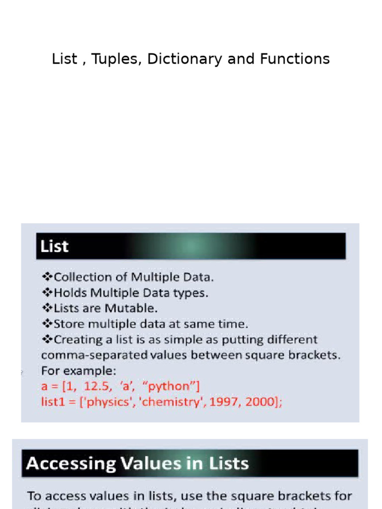 1.3.list Tup Dict Func | PDF