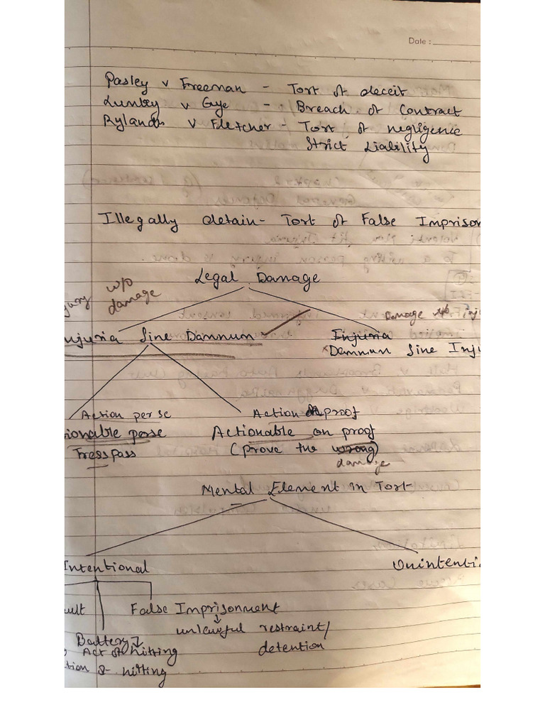 Law of Torts Handwritten Notes | PDF