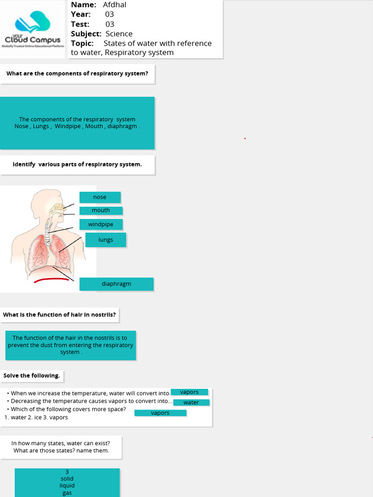 Attempted Afdhal Year 03 Science, Jan 22, 2025 | PDF