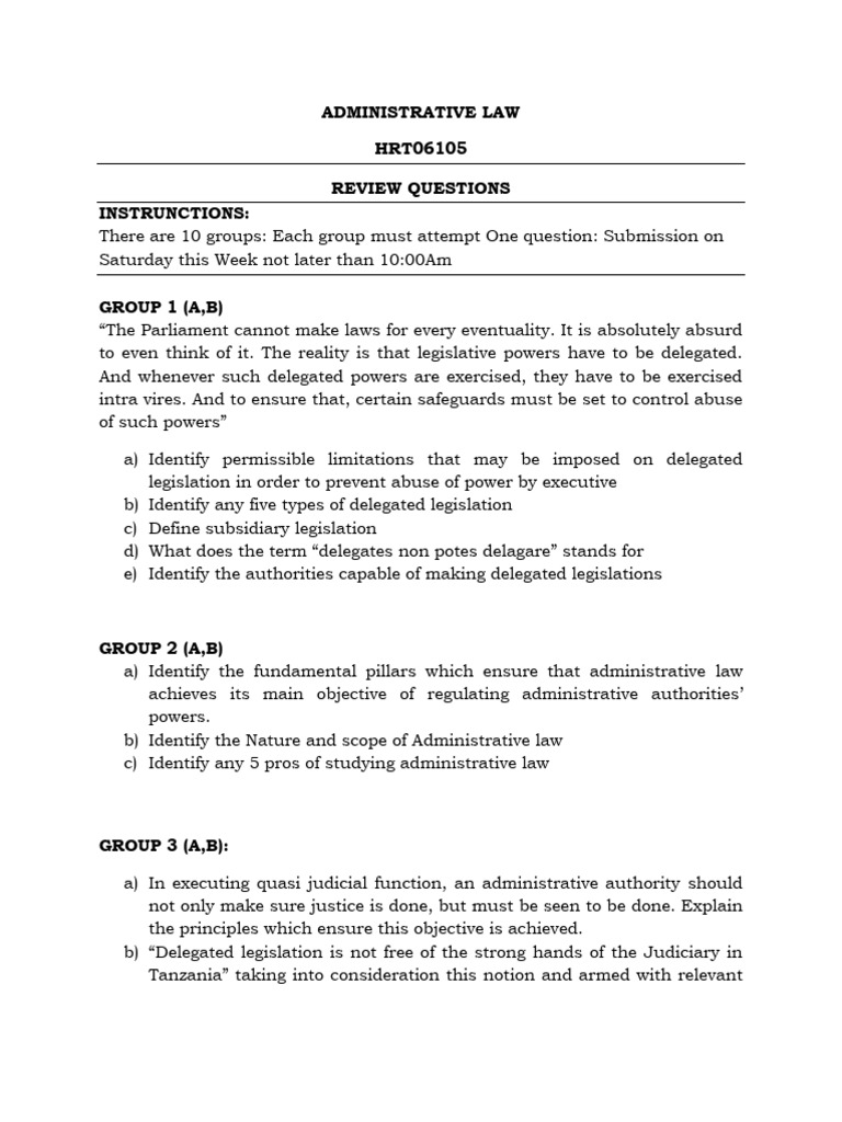Administrative Law Review Questions | PDF | Mandamus | Administrative Law