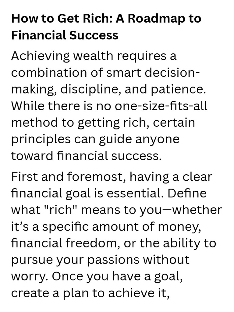 Roadmap to Financial Success | PDF