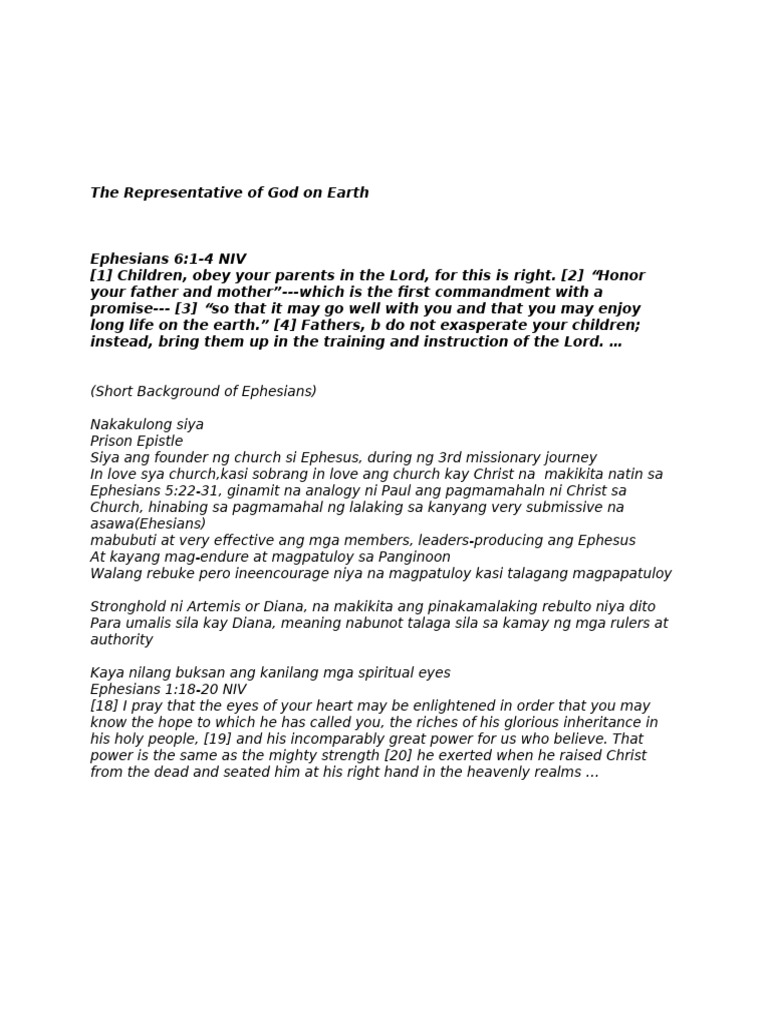Representative of God On Earth | PDF | Book Of Genesis | Epistle To The ...
