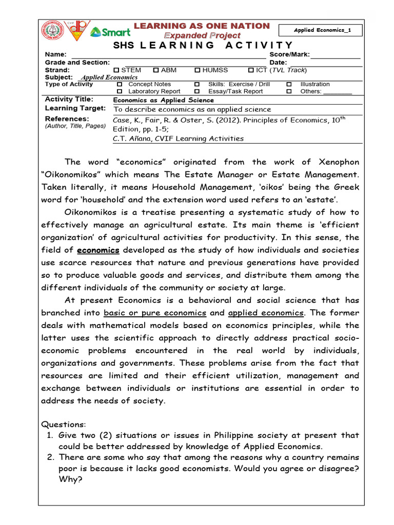 Understanding Applied Economics Concepts | PDF | Economics | Science