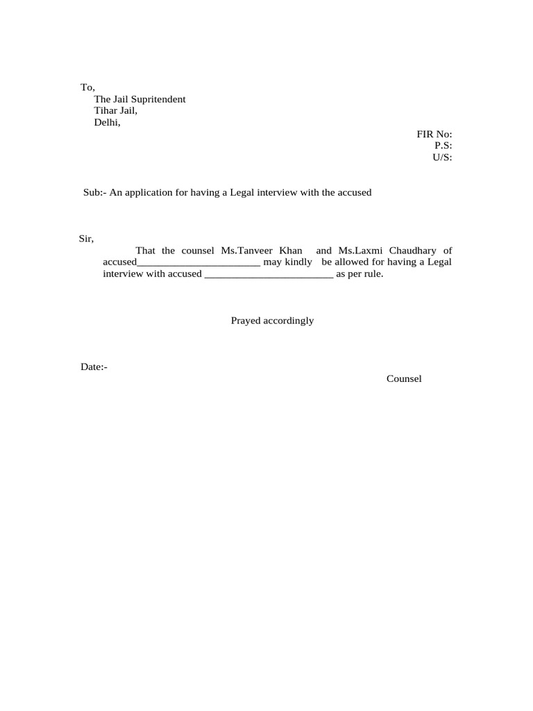 Application for Jail Interview | PDF