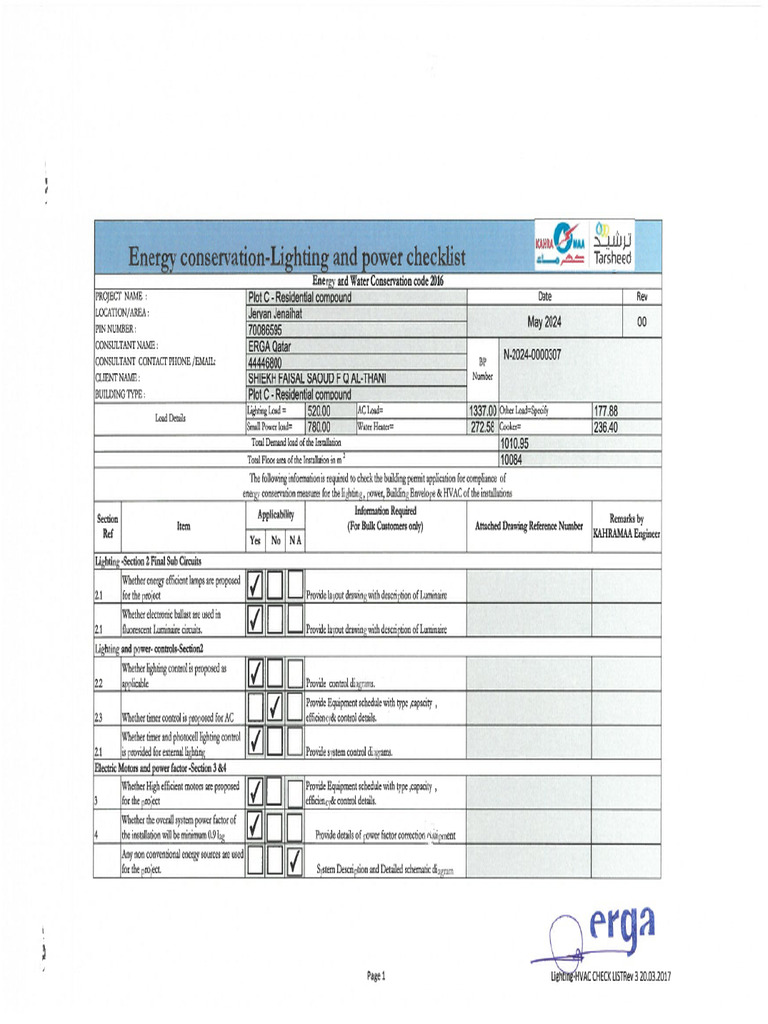 LIGHT & POWER CHECKLIST (Tarsheed) | PDF