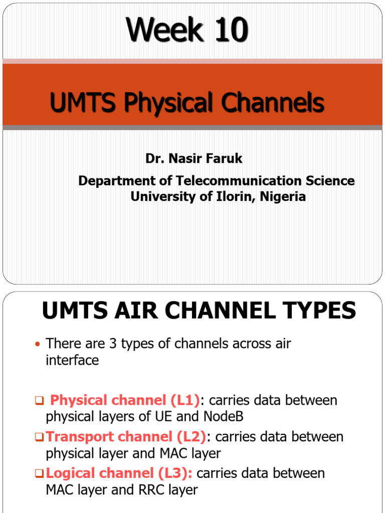 Week - 10 - Channels in WCDMA (II) Physical Channels | PDF | Network ...