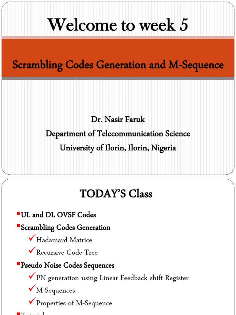 Week 5 - Scrambling Codes Generation | PDF | Computer Engineering