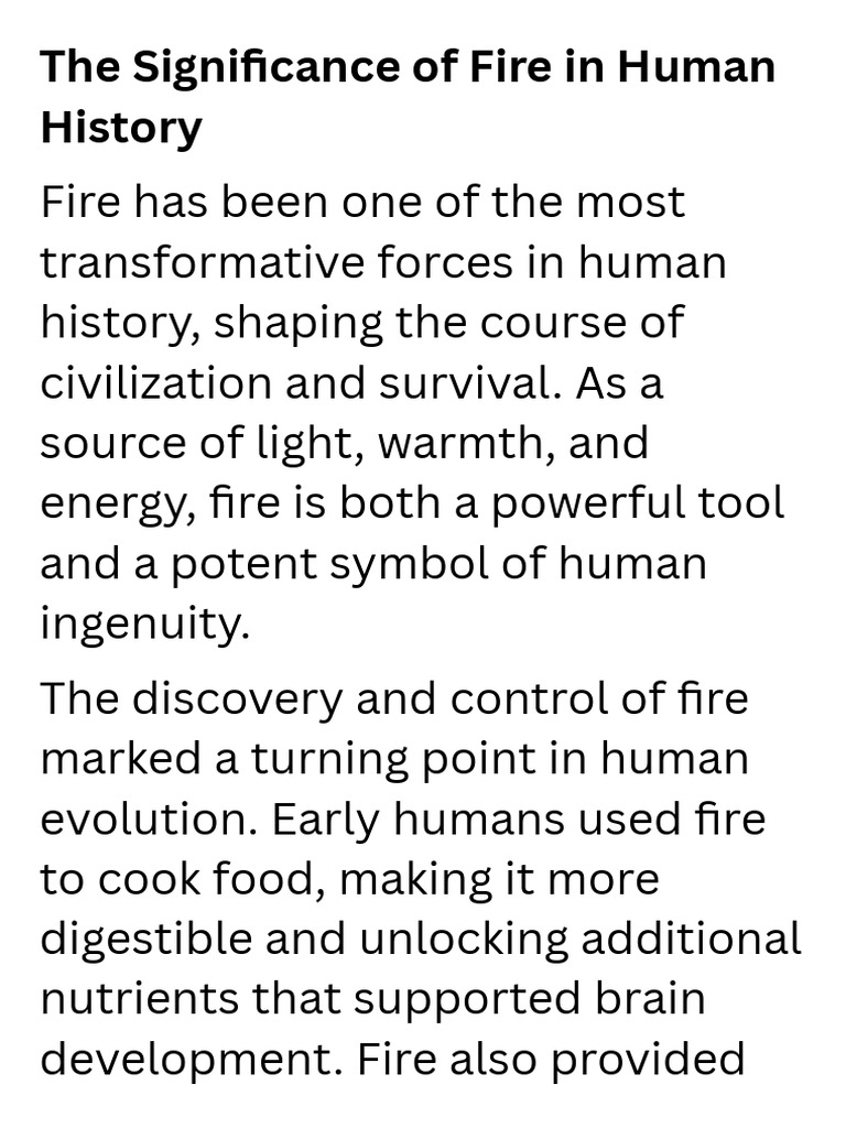 The Impact of Fire on Human Evolution | PDF