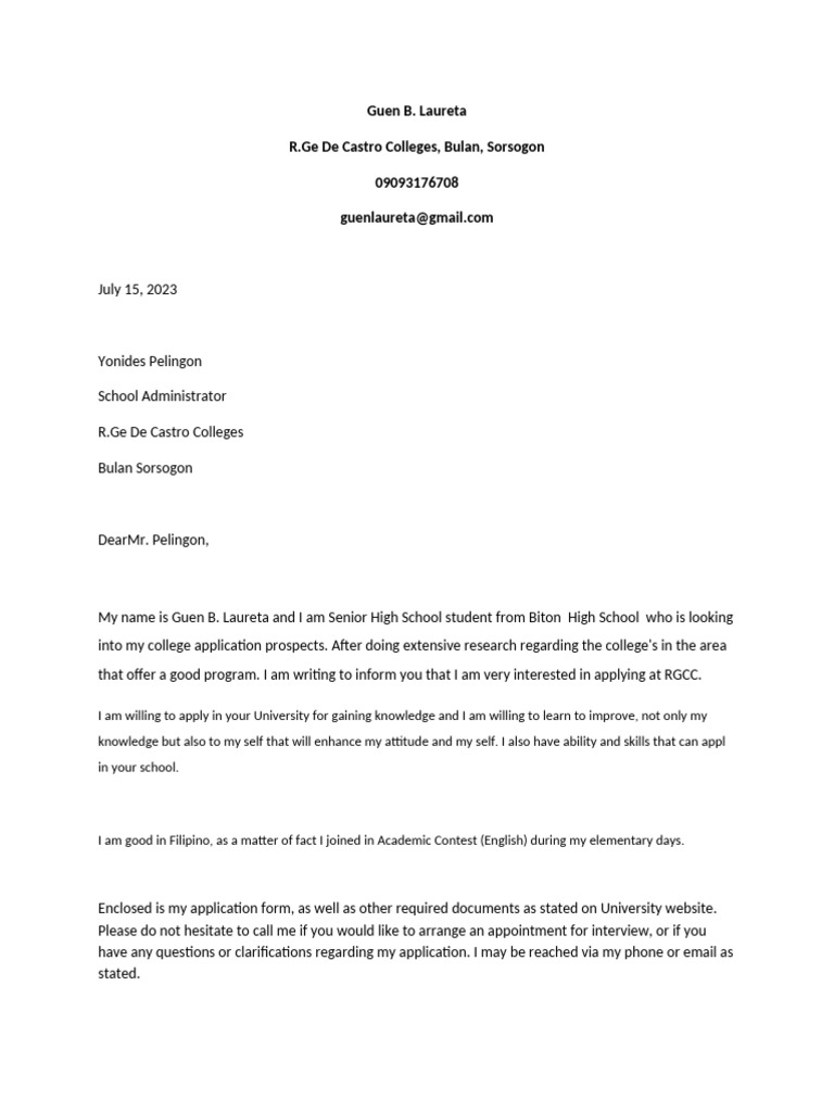 Application Letter | PDF