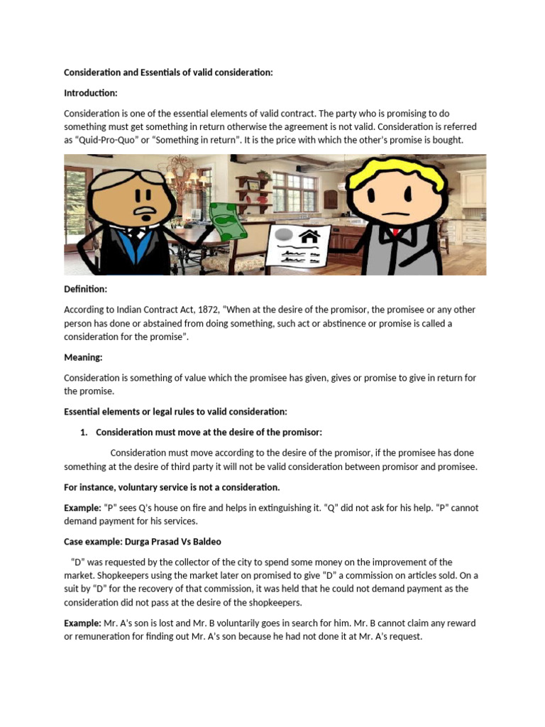 Consideration and Essentials of Valid Consideration | PDF | Consideration | Private Law