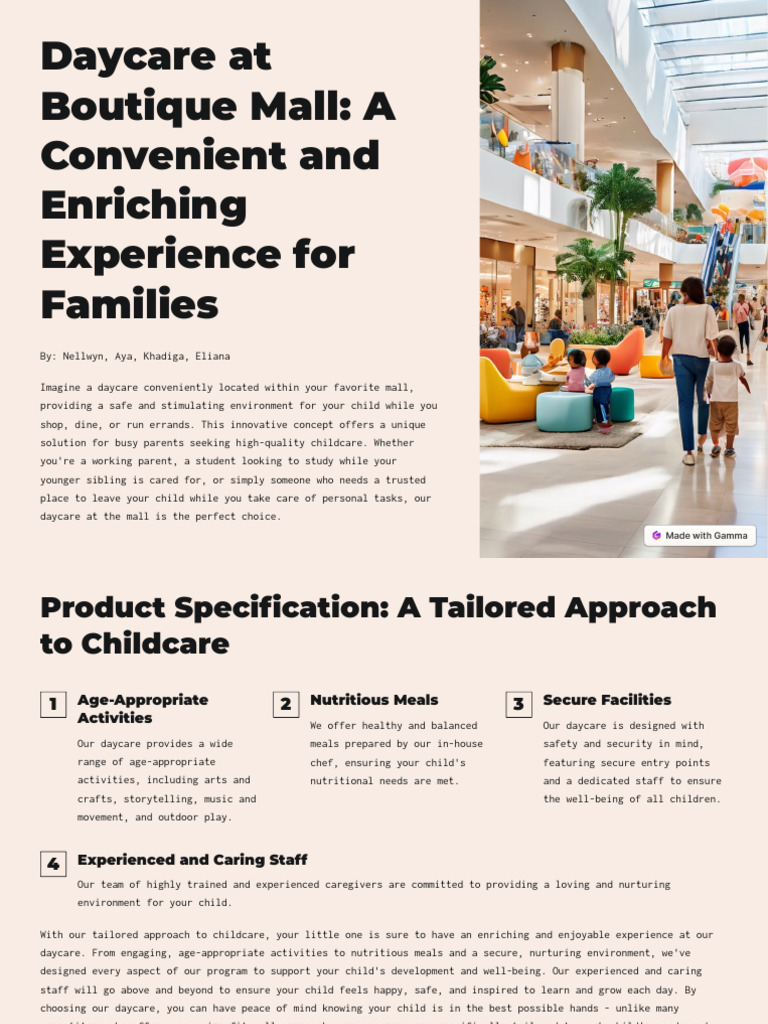 Daycare at Boutique Mall: Childcare Redefined | PDF | Child Care