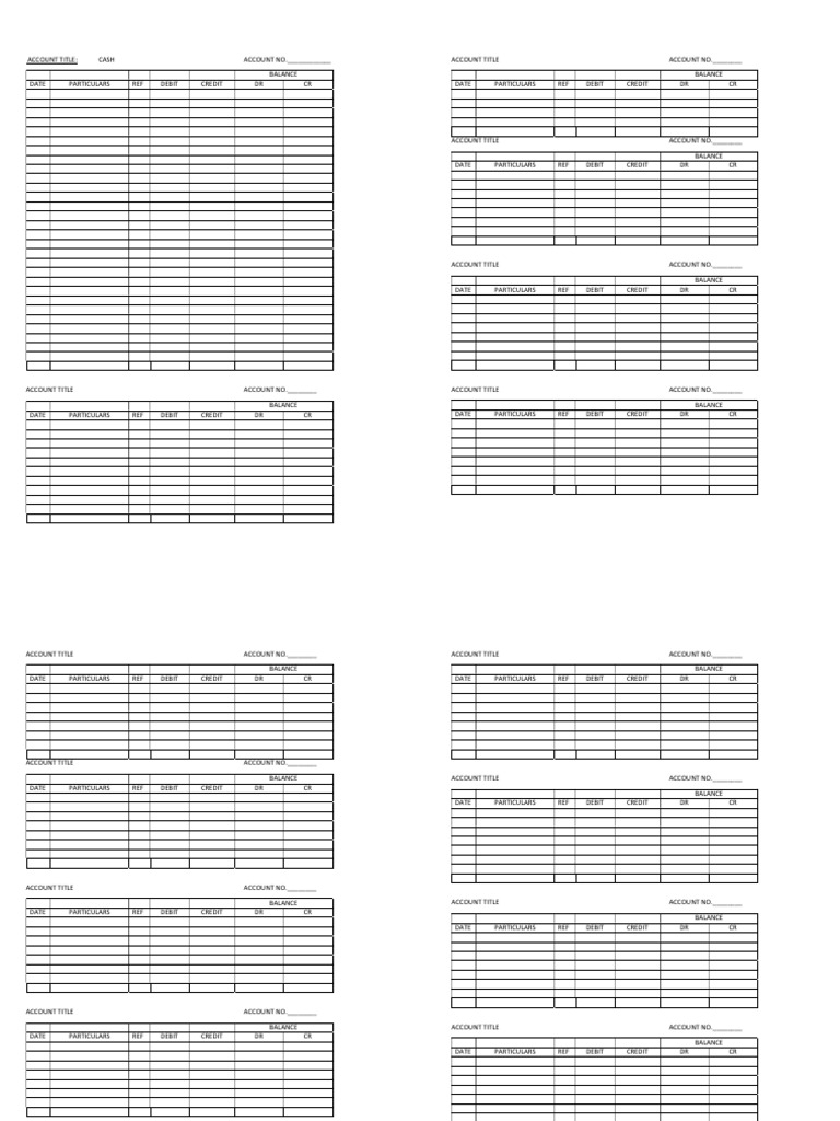 Ledger Account Format Template | PDF | Debits And Credits | Business