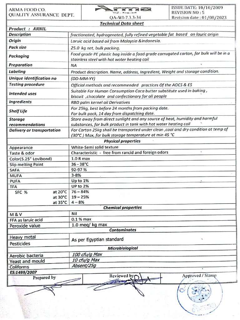 ARNIL Data Sheet.doc(QA-WI-7.3.3-34) common | PDF