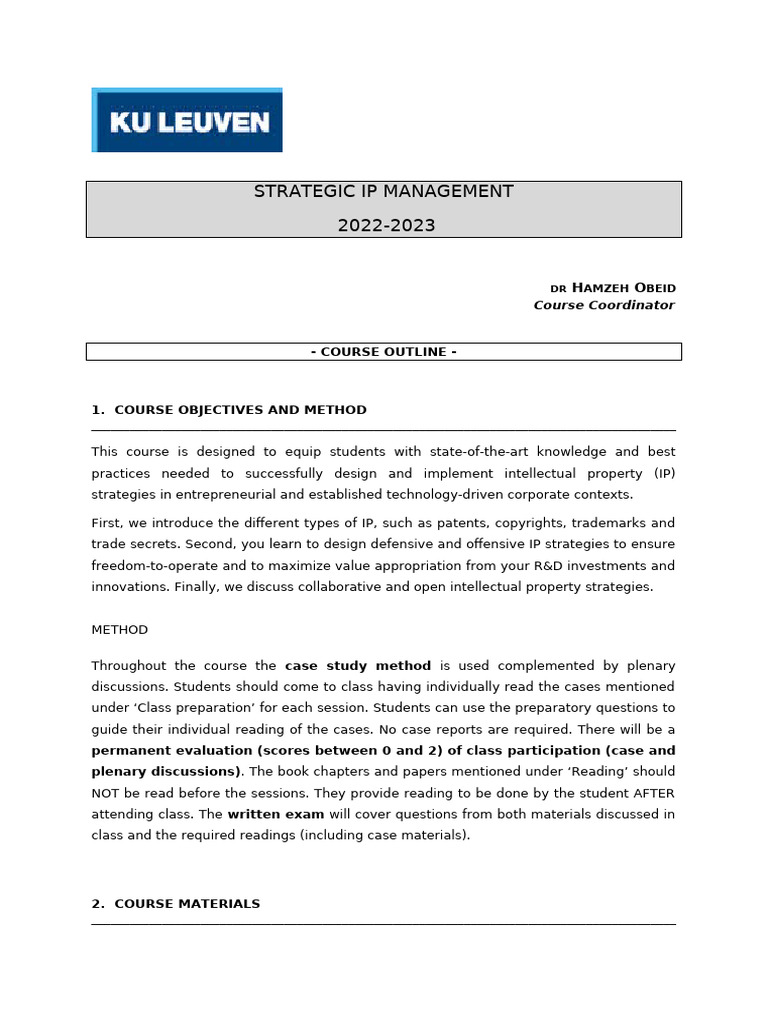 CO - Strategic IP Management - 2023 - BB | PDF | Intellectual Property ...