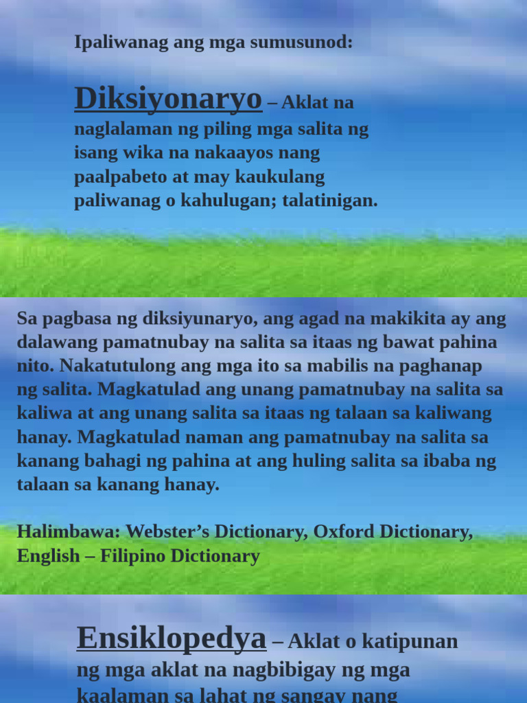 FILIPINO 6 PPT Q3 W3 - Nagagamit Ang Pangkalahatang Sanggunian | PDF
