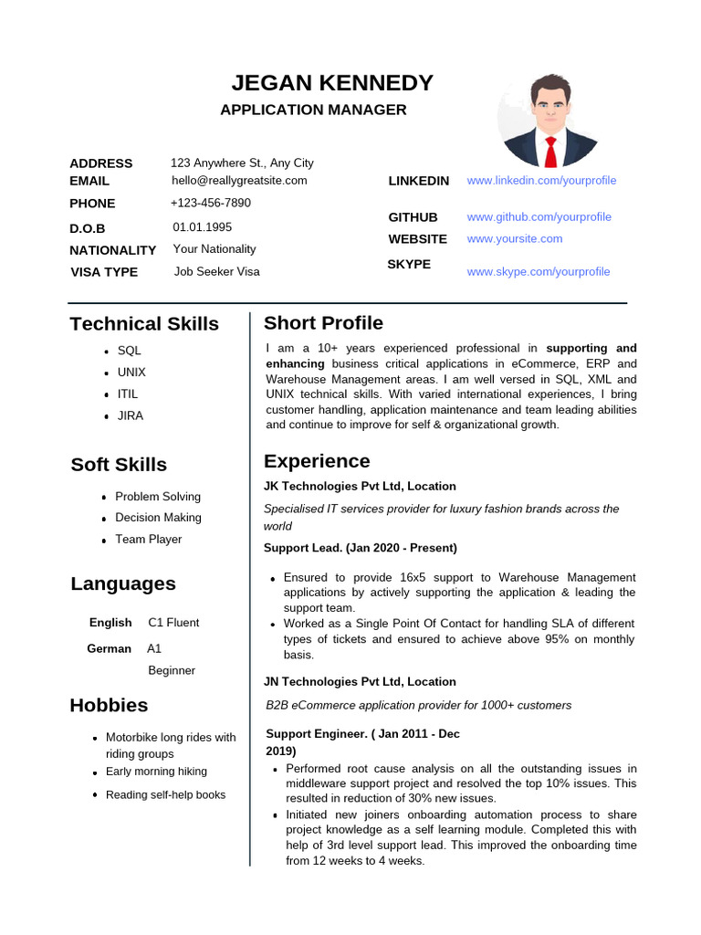 Jegan_CV_2022(sample_format) | PDF | Computing
