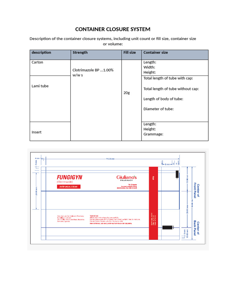 Container Closure System Fungigyn | PDF