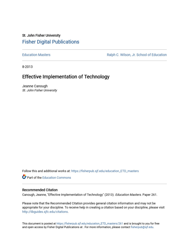 Effective Implementation of Technology | PDF | Teachers ...