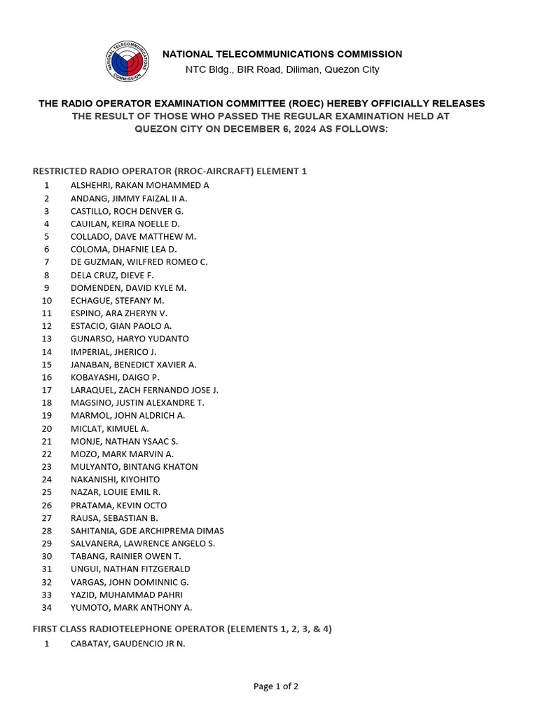 Restricted Radio Operator (Rroc-Aircraft) Element 1 | PDF