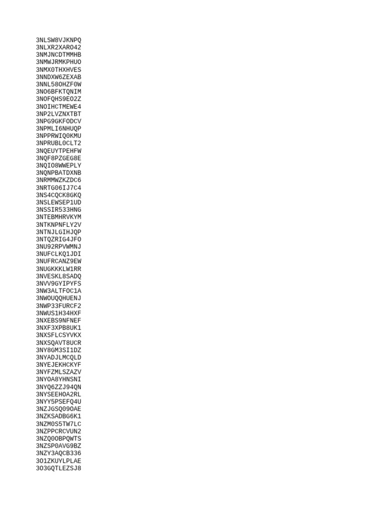 Unique Code List for Reference | PDF