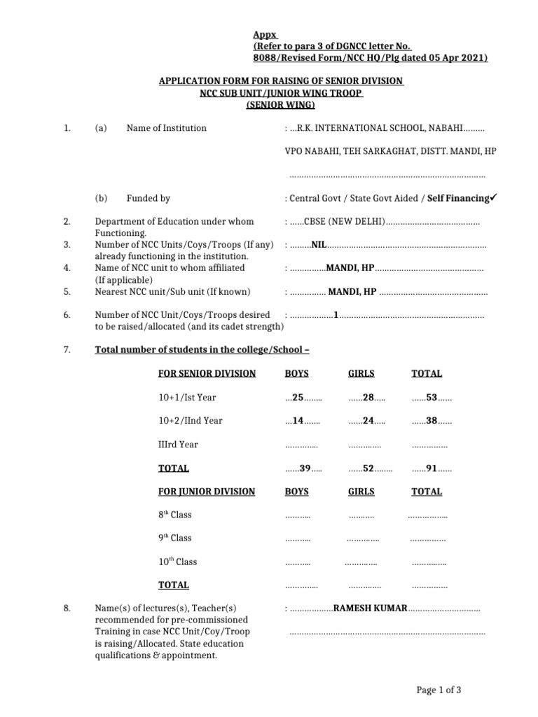 NCC Unit Application Guide | PDF | Military Organization | Military Education And Training
