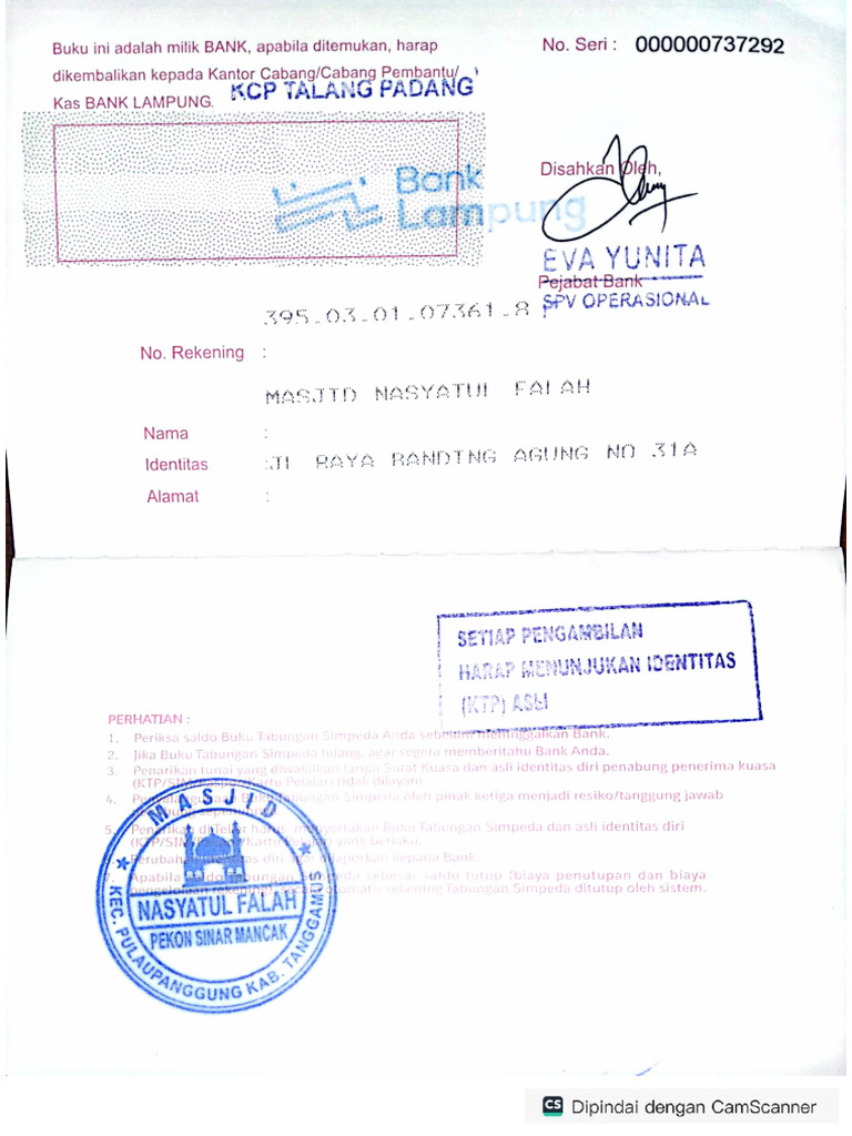 rekening bnk lampung | PDF