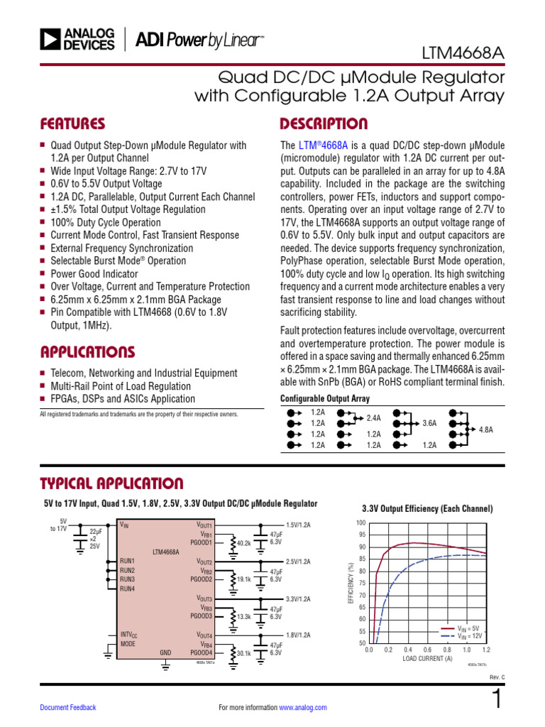 LTM4668AEY#PB Datasheet | PDF | Capacitor | Electric Power