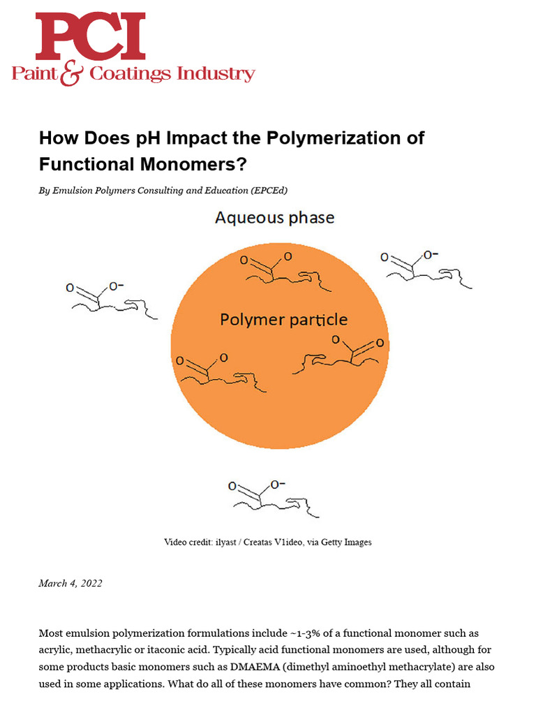 How Does PH Impact The Polymerization of Functional Monomers | PDF ...