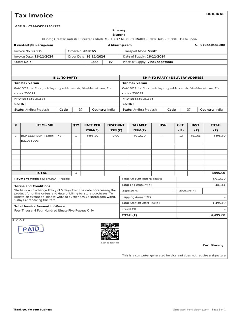 Invoice Original 99765 | PDF | Taxation | Government Finances