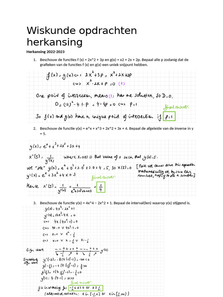 Wiskunde Herkansing Opdrachten | PDF