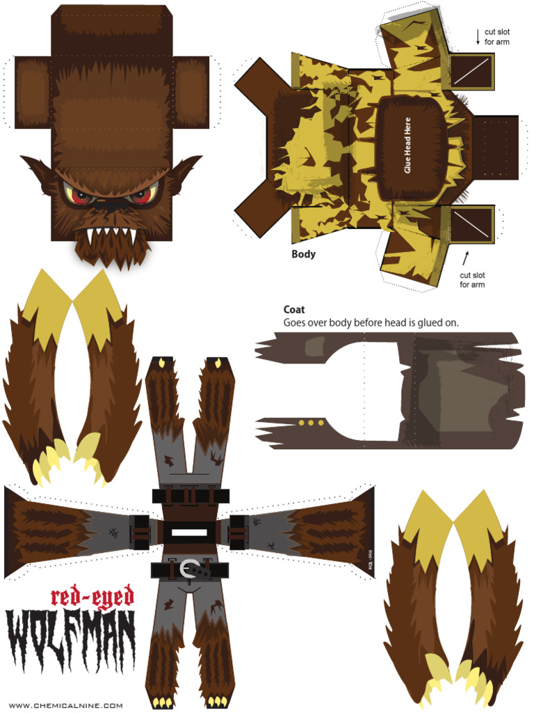 Blog_Paper_Toy_papertoy_Red_Eyed_Wolfman_template | PDF