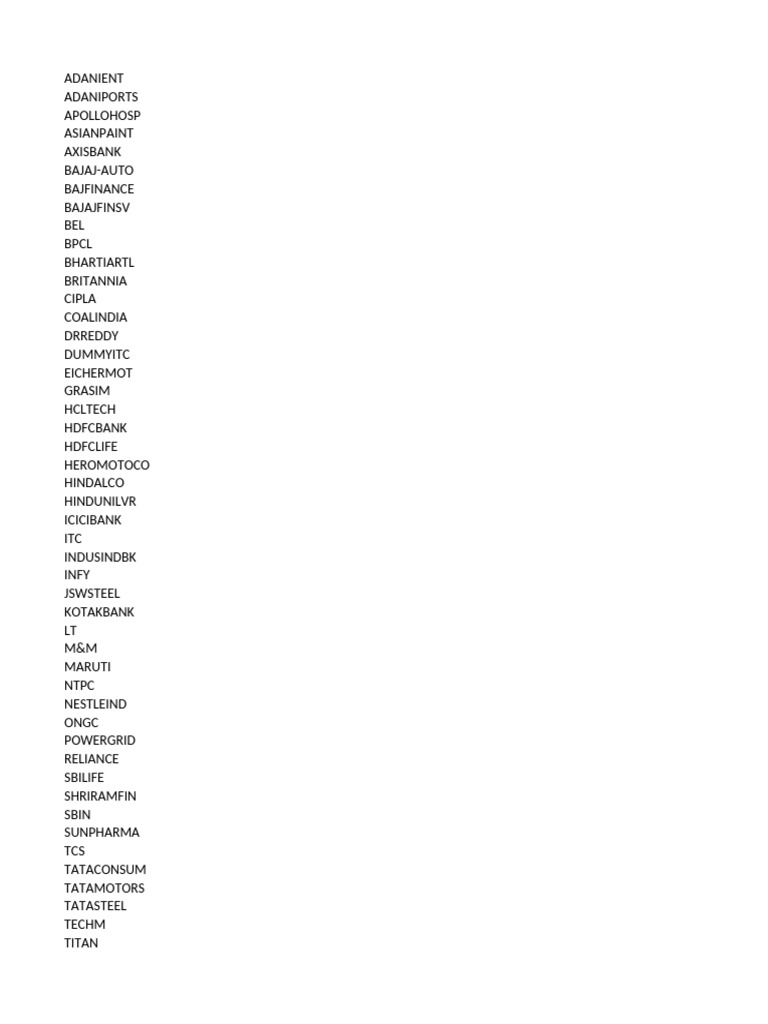 Nifty 50 Stocks | PDF