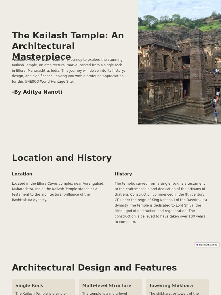 The Kailash Temple An Architectural Masterpiece | PDF
